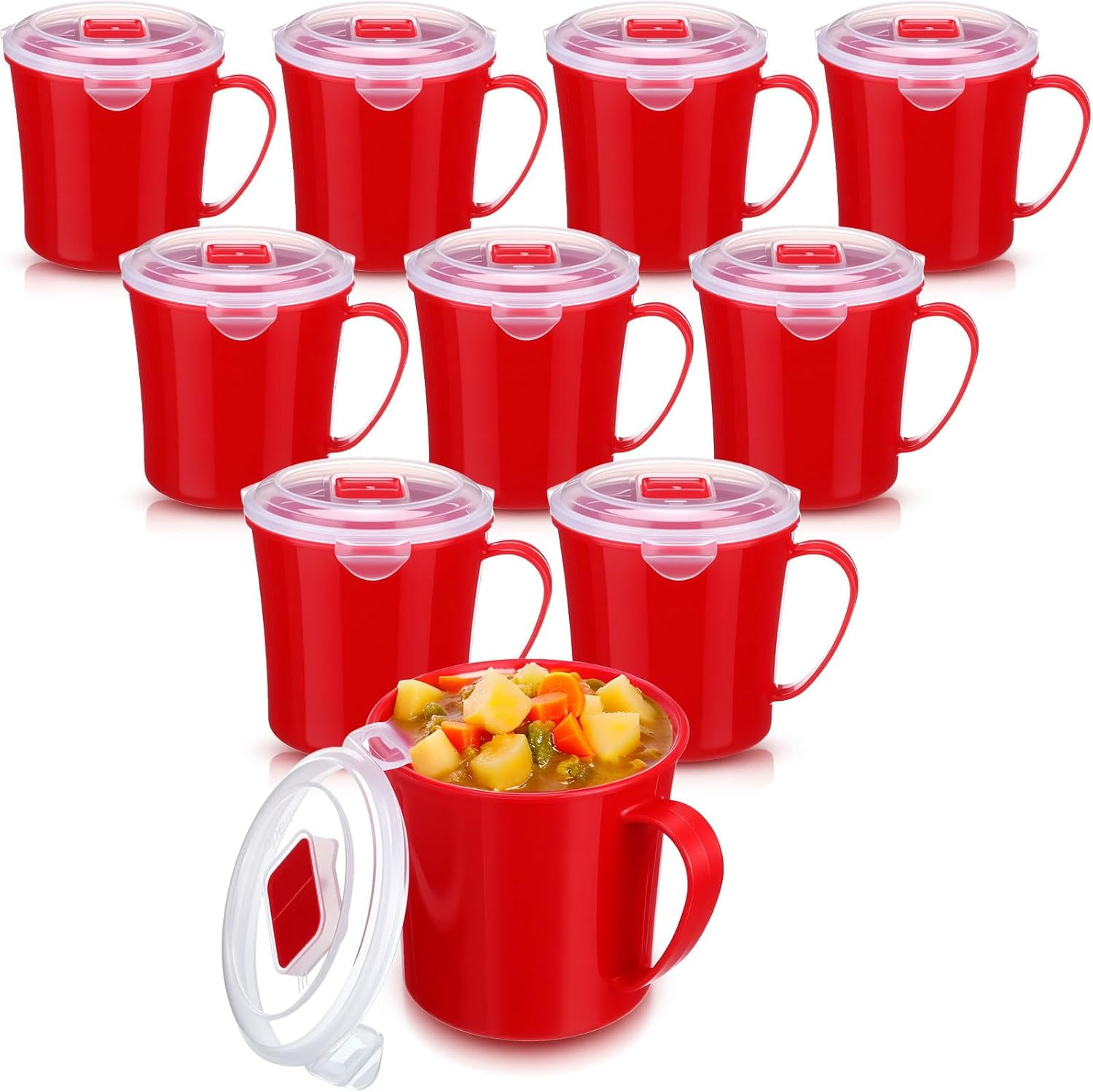 10 Pcs 22 oz Microwave Soup Mug with Lid and Steam Release Vent ...