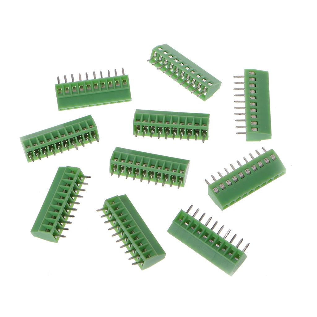 10 Pcs 2Pin-10Pin Screw PCB Mounted Terminal Blocks Connector 2.54mm ...