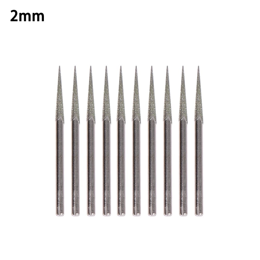 10 Pcs 2mm Diamond Grinding Head Burr Grinding Bit Point D Needle ...