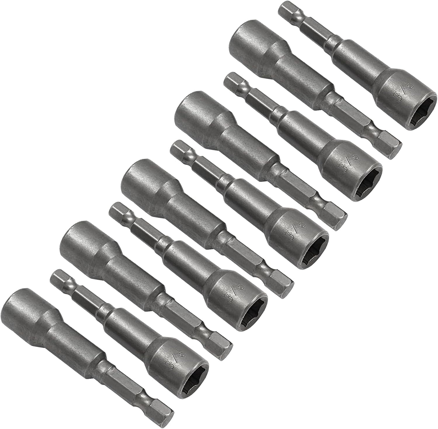 10 Pcs 3/8 Inch Metal Magnetic Hex Nut Driver Extension Socket Drill ...