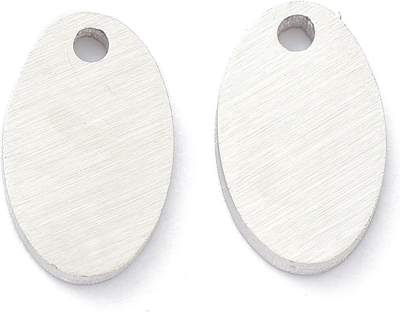10 Pcs 304 Stainless Steel Oval Pendants Double Side Drawbench Effect ...