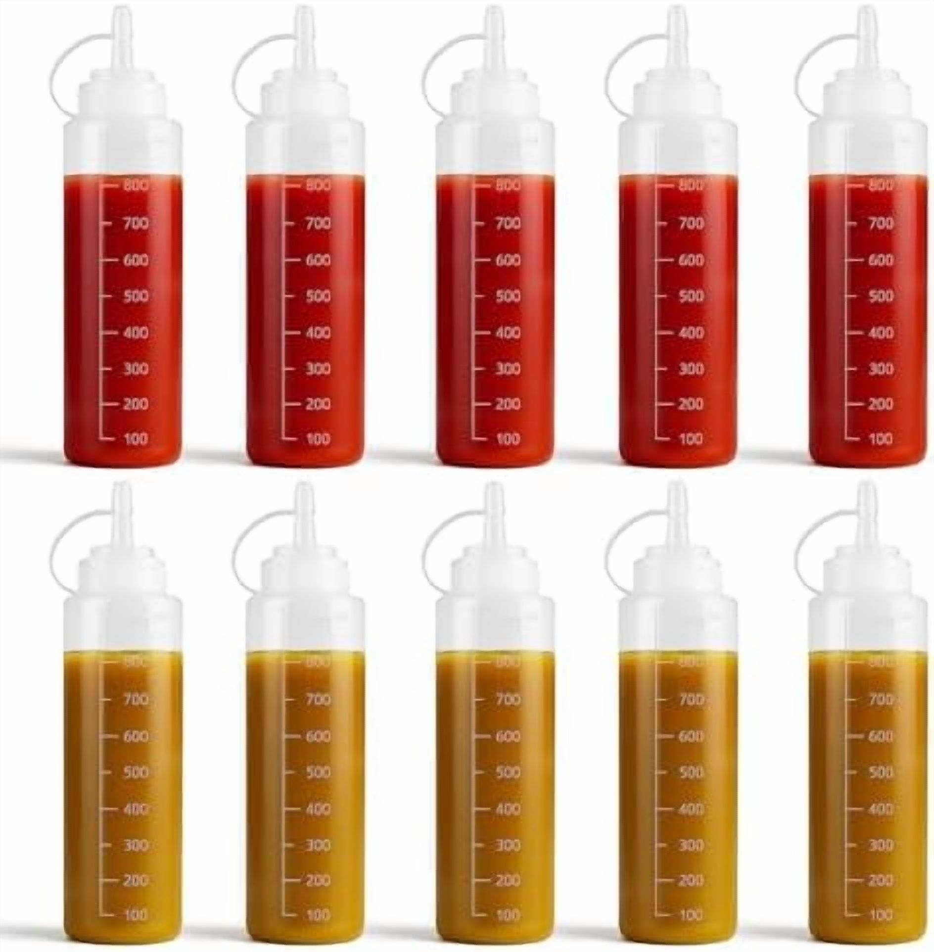 10 Pcs 32 oz Squeeze Bottle Large Plastic Clear Wide Mouth Squeeze ...