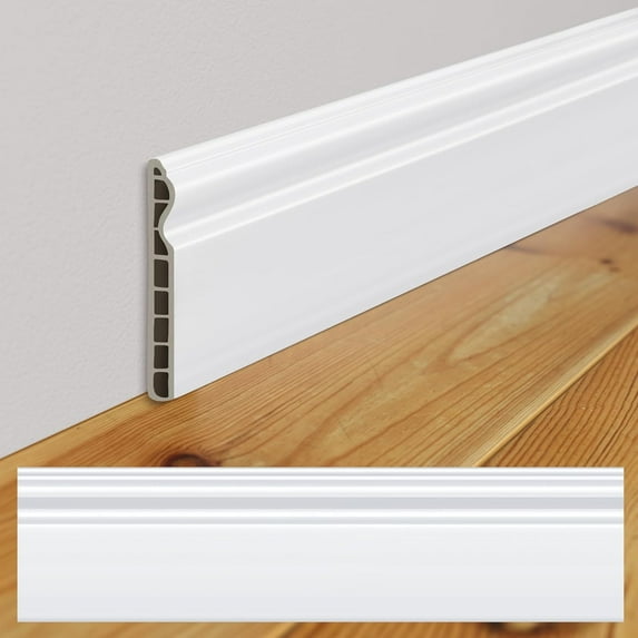 10 Pcs 39.4 x 3.5 Inch Wall Baseboard Molding Trim PVC Skirting Board ...