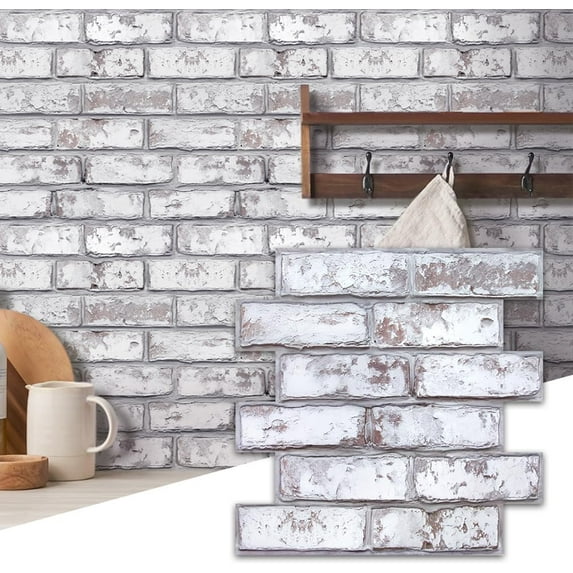 10 Pcs 3D Faux Brick Wall Panels -11.8"X11.8" Small Size PVC Brick Peel ...