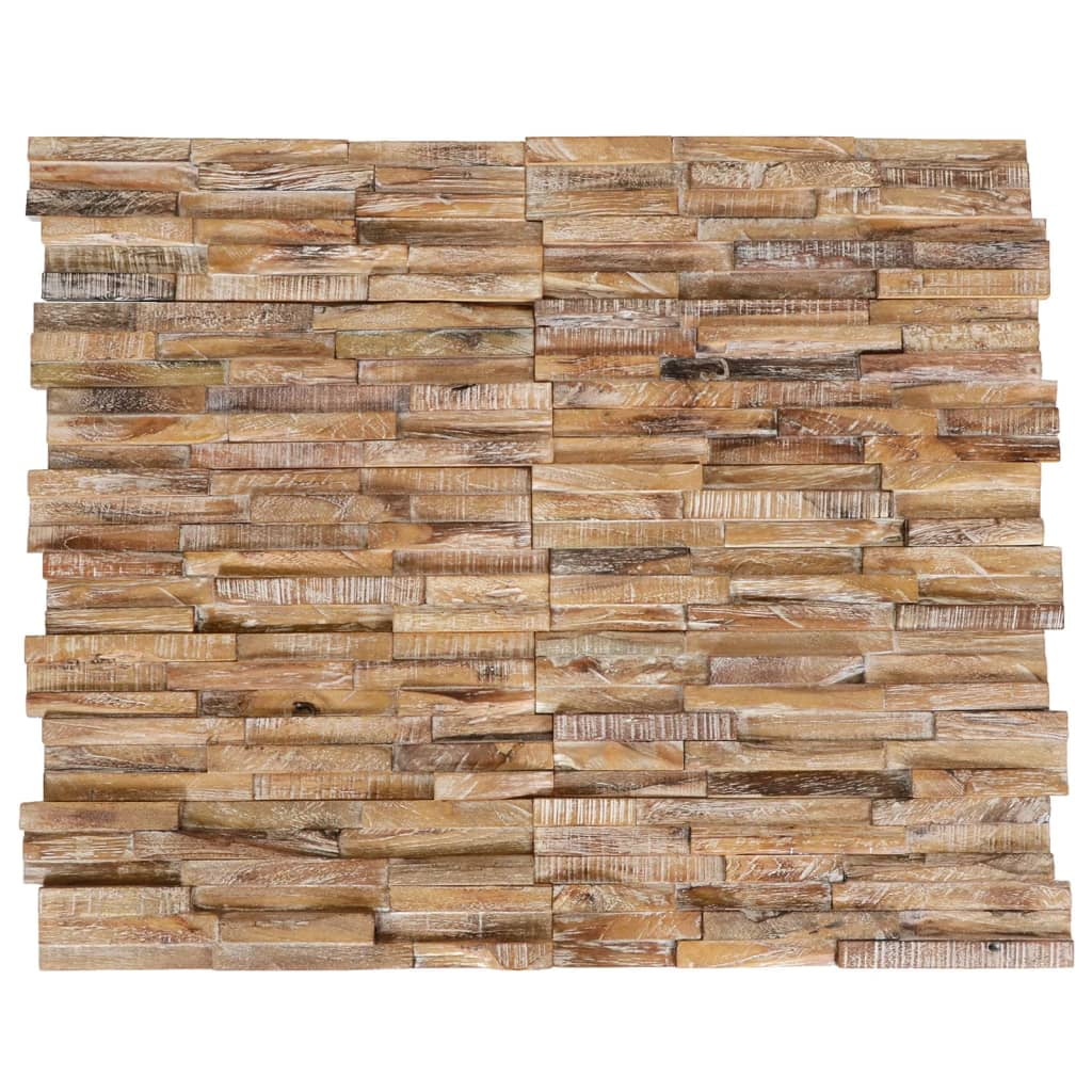 10 Pcs 3D Solid Teak Wood Wall Cladding Panels - 10.9 ft, Durable, Easy ...
