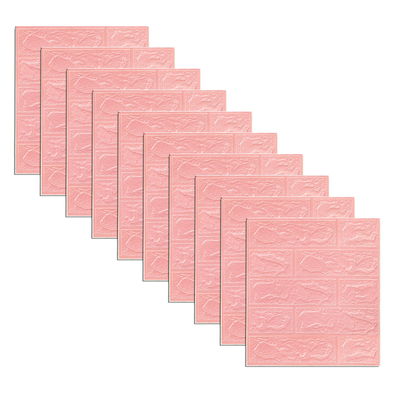 10 Pcs 3D Tile Stone Brick Wall Sticker Soft Foam Panels Pink - Walmart.com