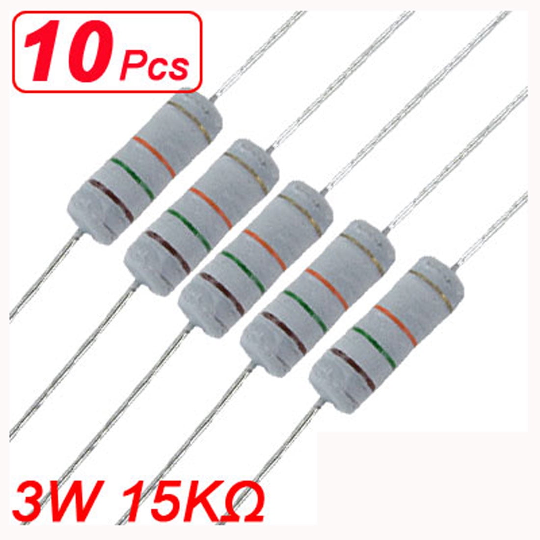 10 Pcs 3W 500V 15K Ohm Axial Metal Oxide Film Resistors - Walmart ...