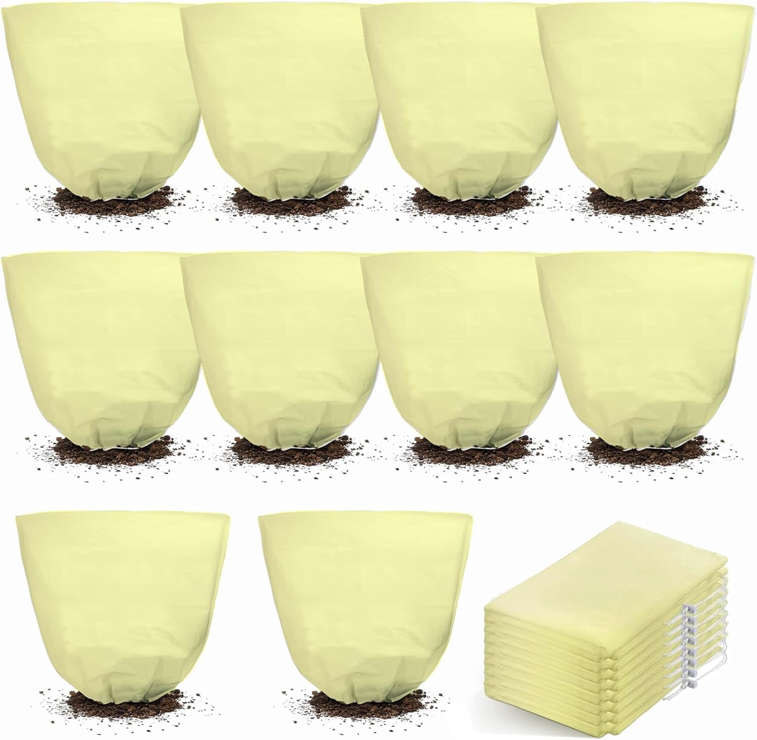 10 Pcs 47x47 Inch Plant Covers Freeze Protection Reusable Plant ...