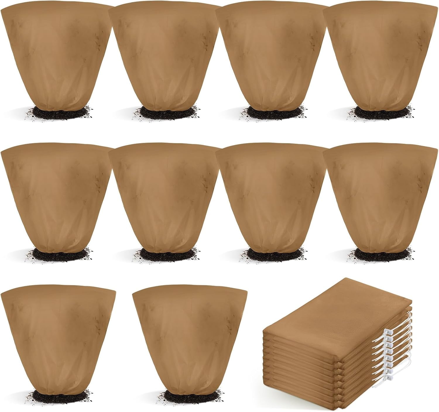 10 Pcs 47x47 Inch Plant Covers Freeze Protection Reusable Plant ...