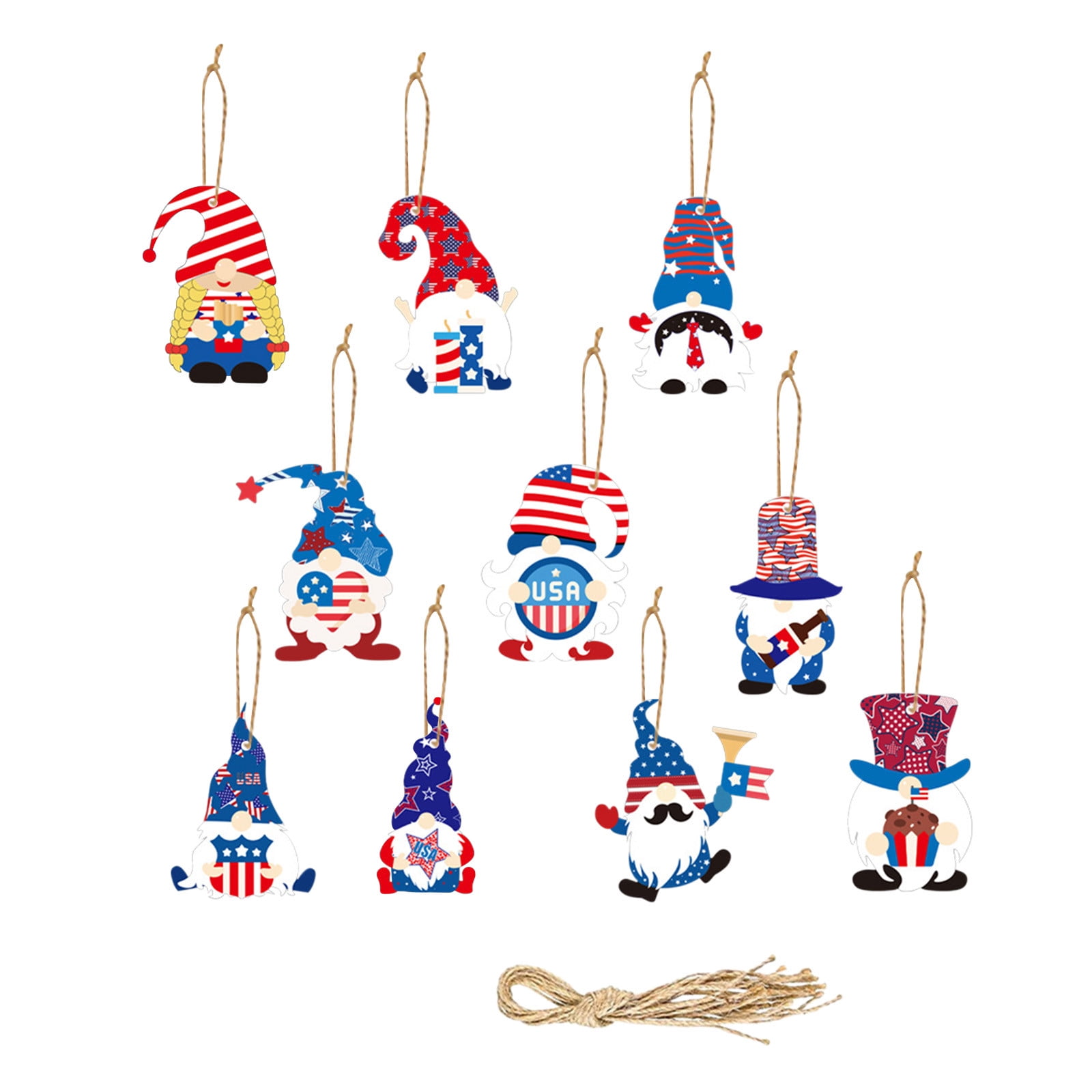 10 Pcs 4th of July Ornaments Independence Day Hanging Ornaments Tree ...