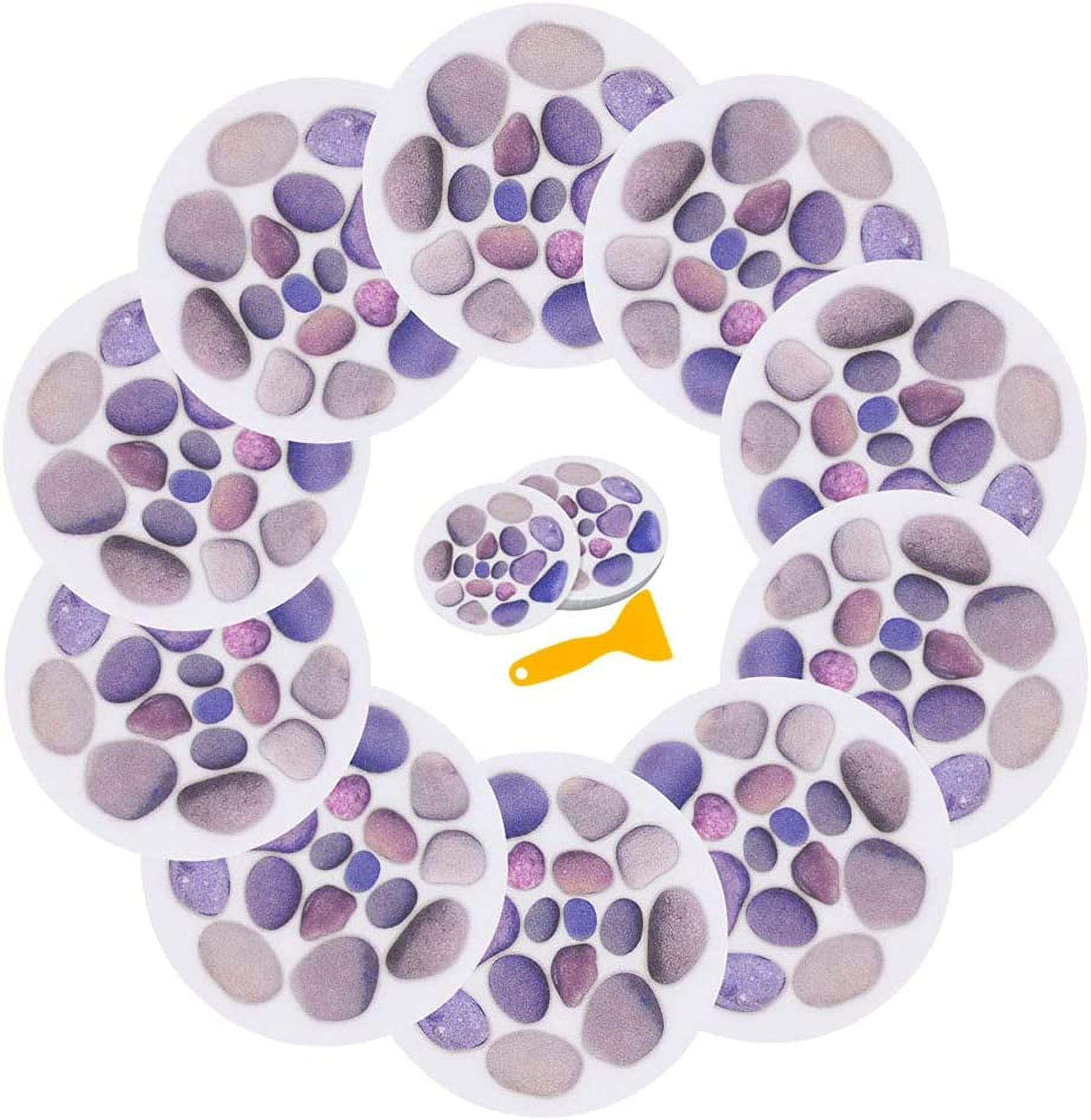 10 Pcs 5.91" x 5.91" Large Bright Non-Slip Adhesive Waterproof Pebble ...