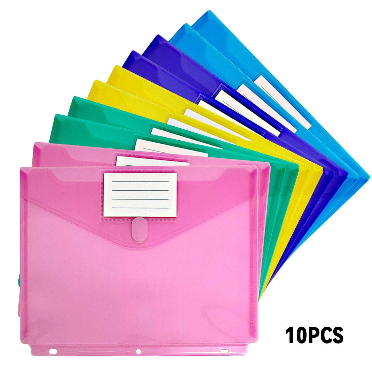 10 Pcs 5 Colors Plastic Binder Pockets, Dividers with Tabs for 3 Ring ...