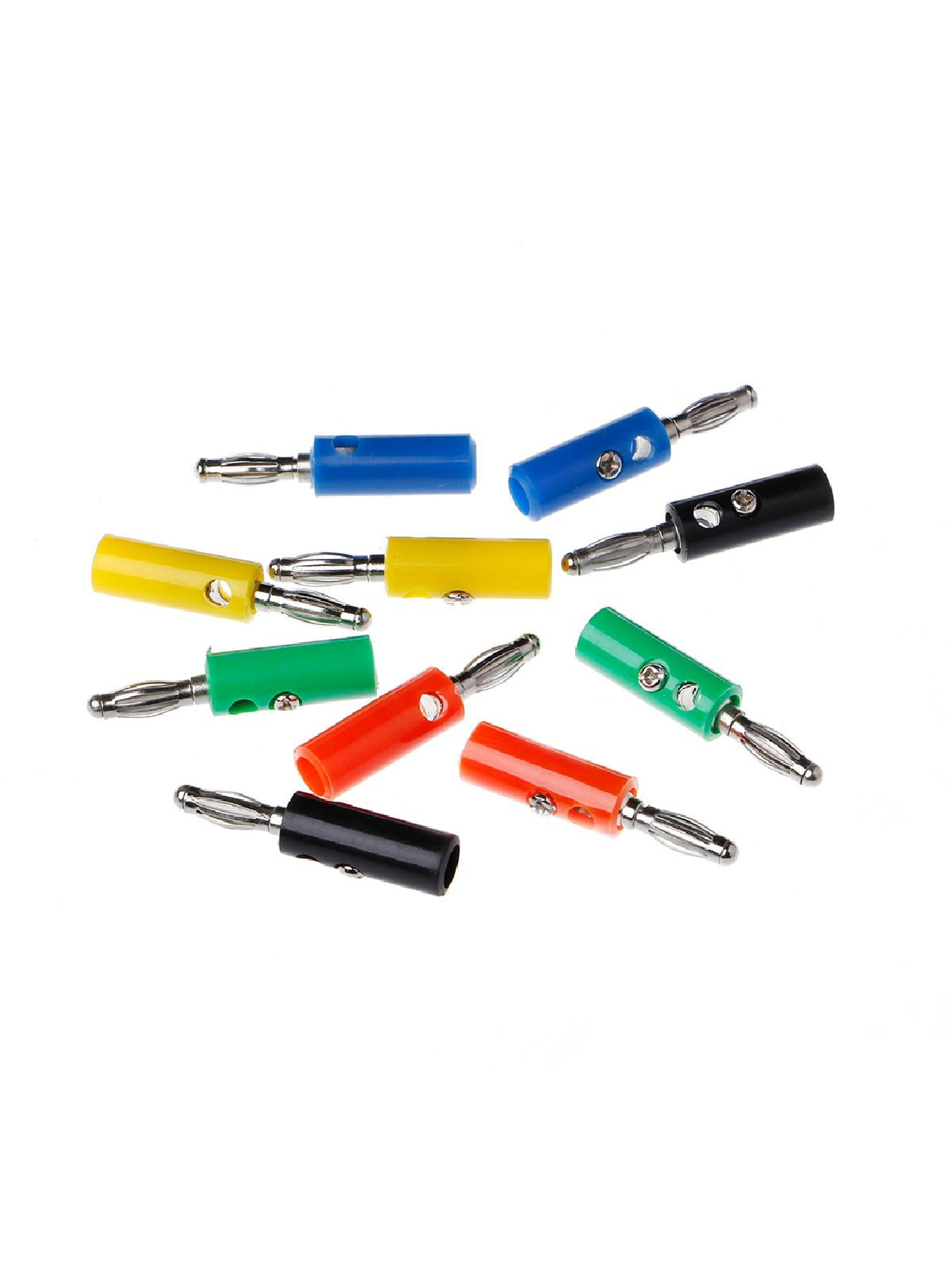10 Pcs 5 Colors Wire o Speaker Cable Banana Plug Connectors 4mm Adapter ...