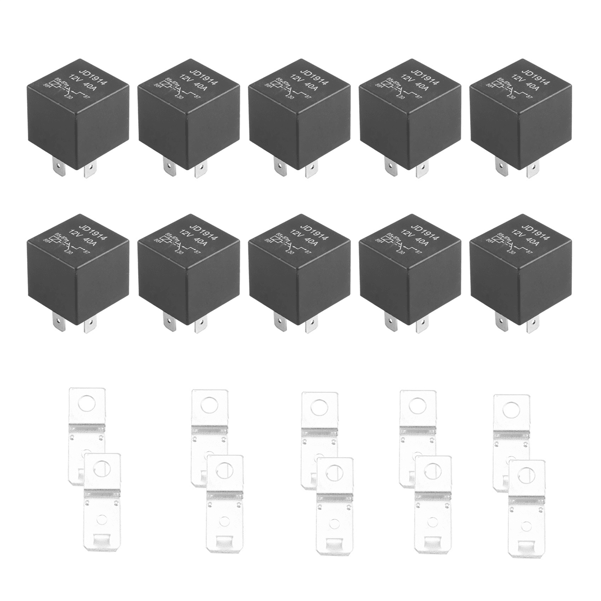 10 Pcs 5 Pin 12V Relay Switch (SPDT) (30/40 Amp) 12 Volt Automotive ...
