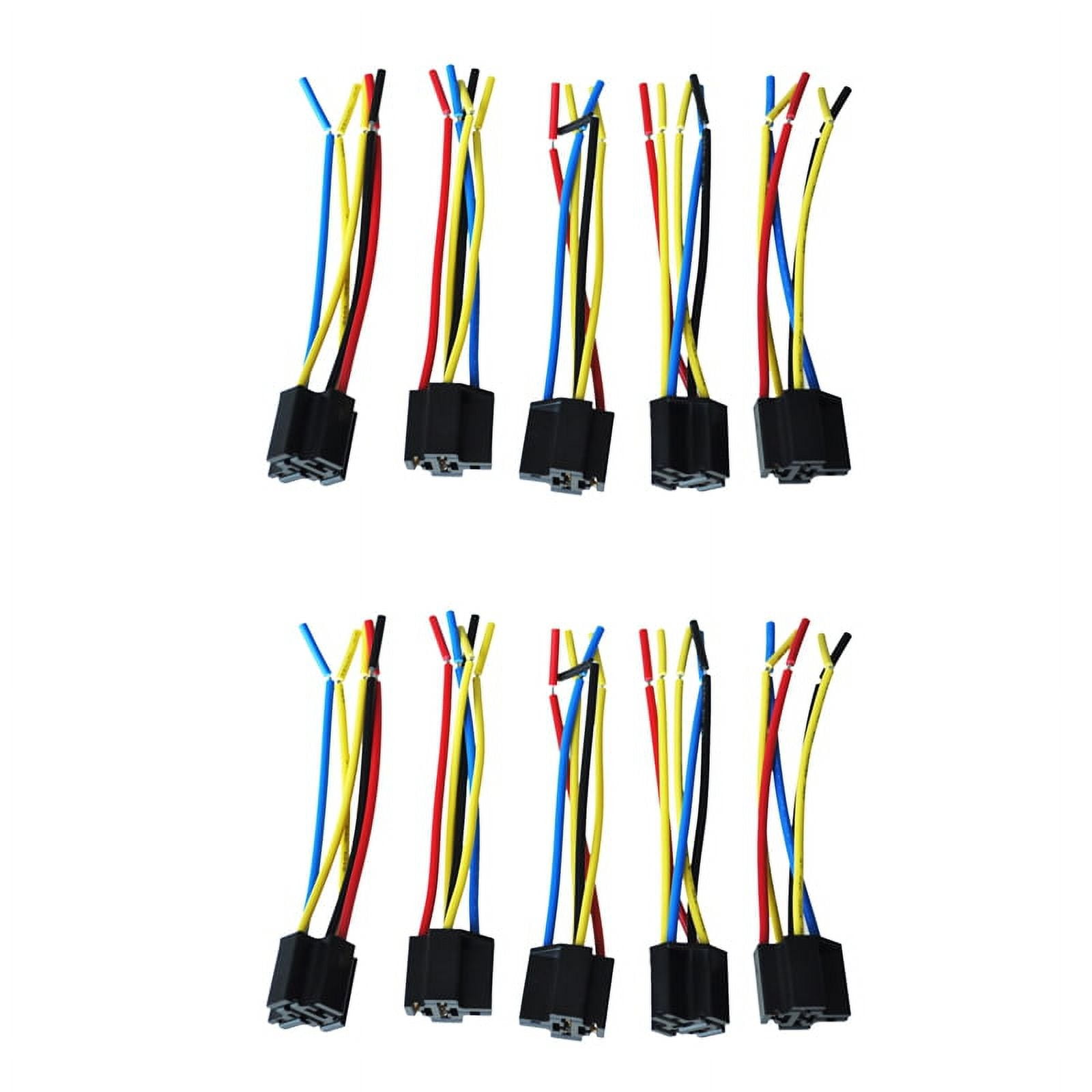 10 Pcs 5 Pin Wires Cable Relay Socket Harness Connector DC 12V for Car ...