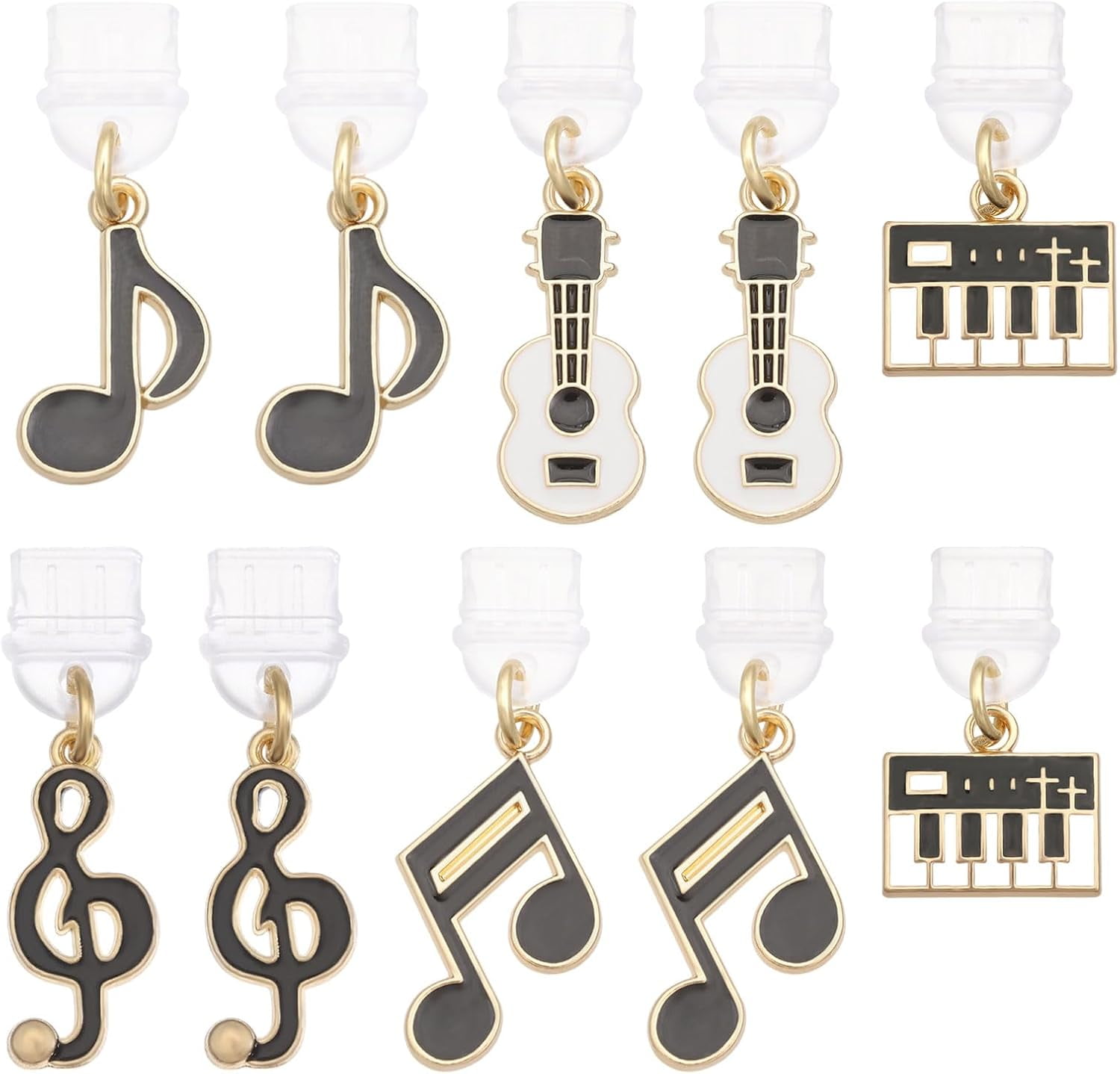 10 Pcs 5 Style Dust Plug Charm Music Note Dustproof Plugs Type C Dust ...