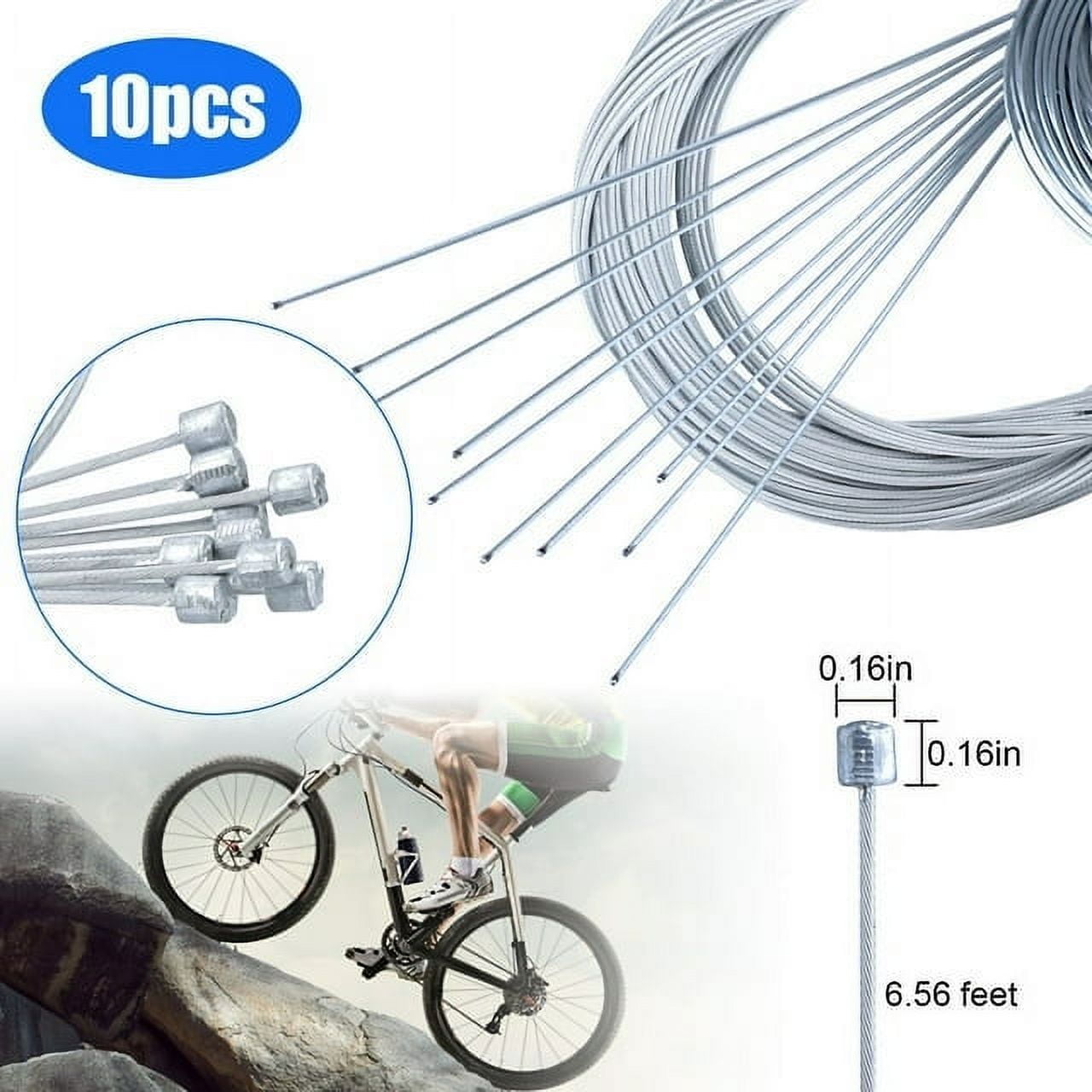 10 Pcs 6.6ft Professional Bicycle Brake Cables, Shift Cables Set, Bike ...