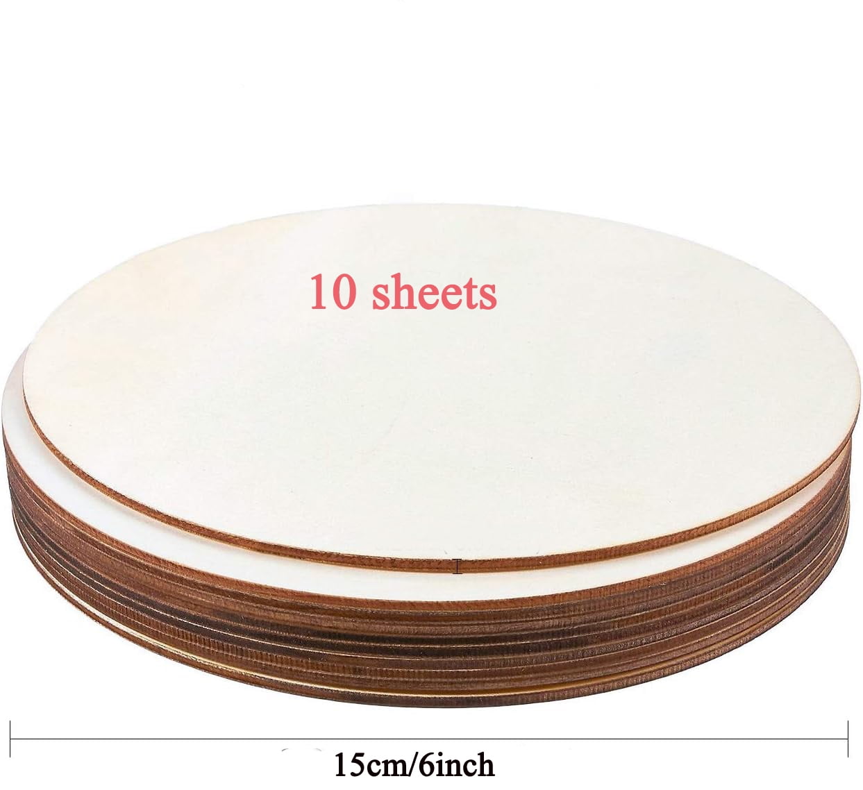 10 Pcs 6 inch Wood Circles for Crafts Unfinished Blank Wood Rounds ...