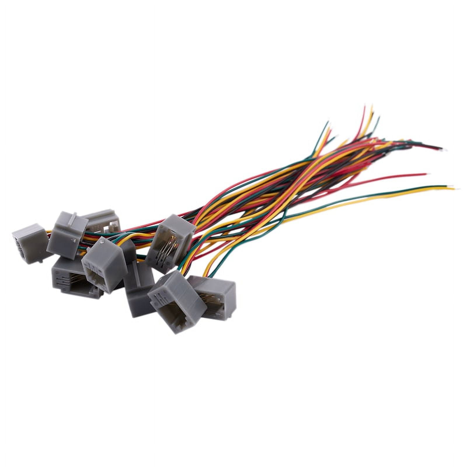 10 Pcs 616E 4P4C RJ9 Female Telephone Connector Adapter w 4 Wires 8cm ...