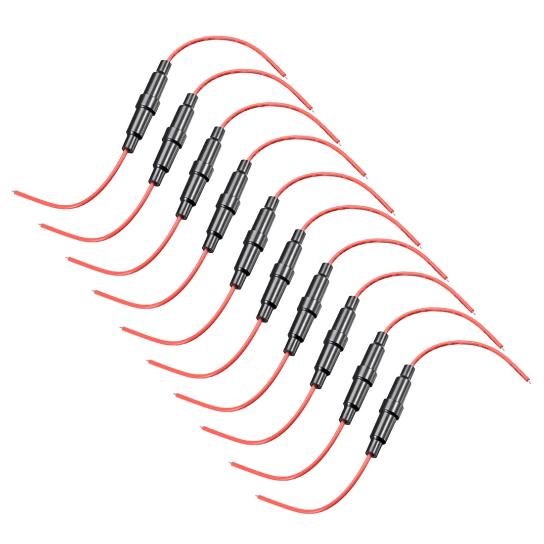 10 Pcs 6x30mm Inline Screw Type Fuse Holder 20 Gauge AWG Red Wire ...