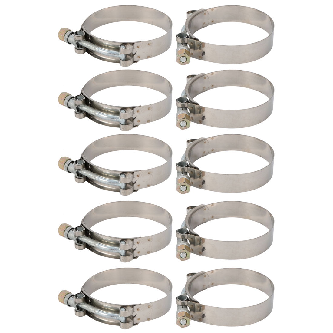 10 Pcs 72mm-80mm Stainless Steel T-Bolt Hose Clamp for Fuel Pump Filter ...