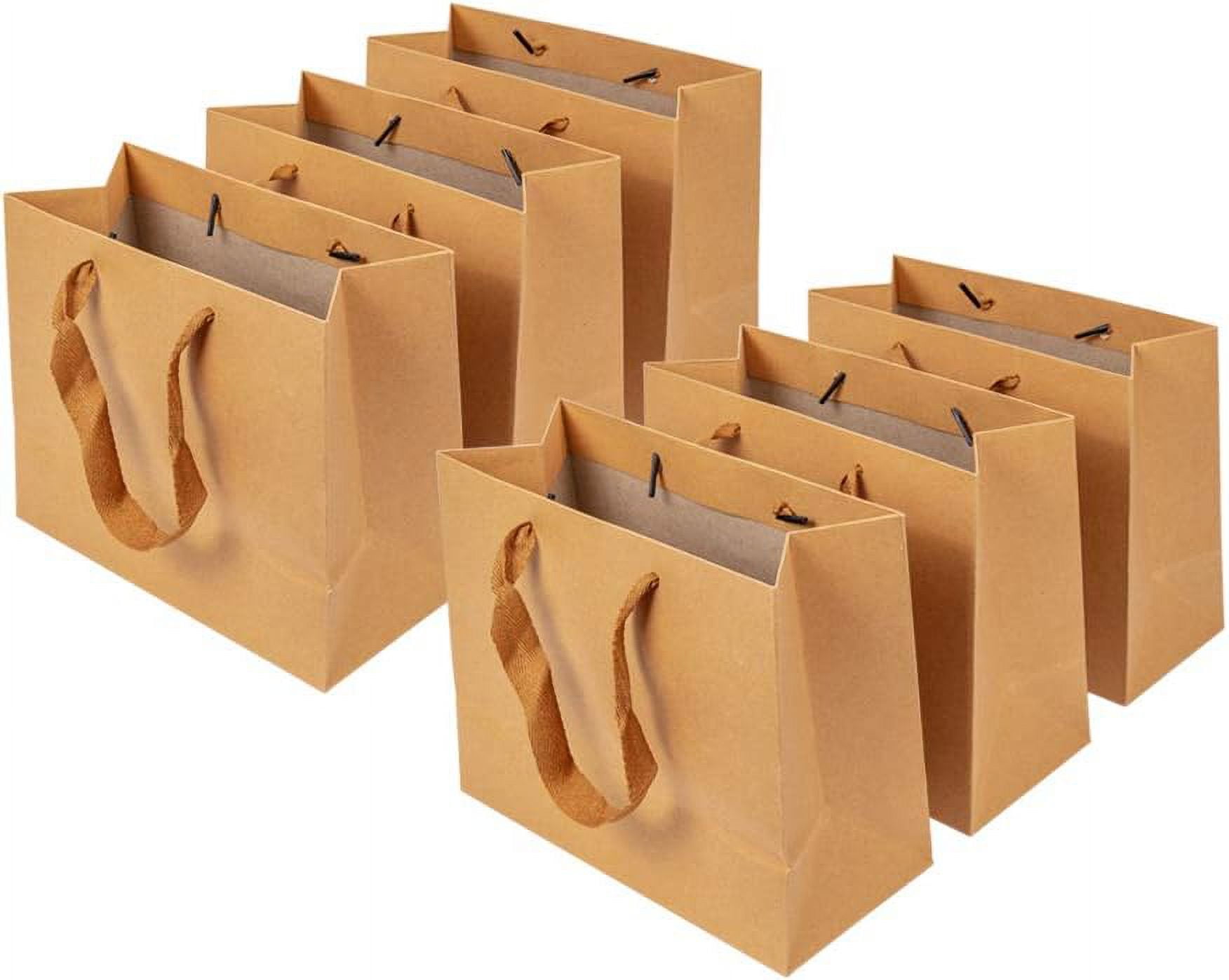 10 Pcs 8.66" Long Rectangle Kraft Paper Pouches Gift Shopping Bags with ...