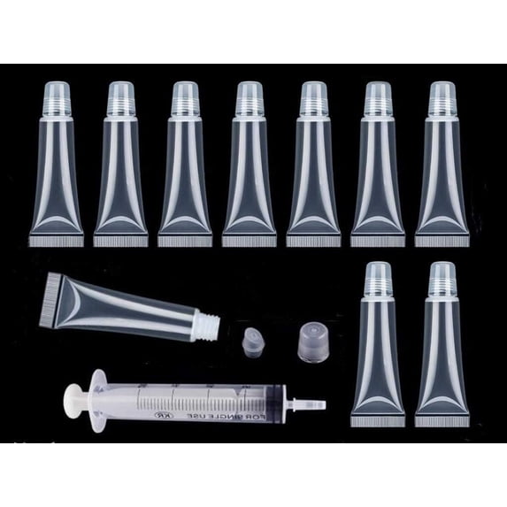 10 Pcs 8ml Clear Mini Refillable Lip Gloss Tubes, Soft Empty Cosmetic ...