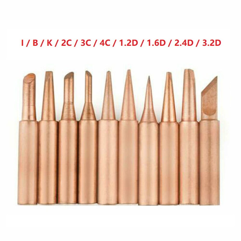 10 Pcs 900M-T Soldering Tip Pure Copper Electric Iron Head Series ...