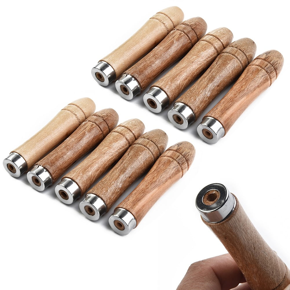 10 Pcs 9mm Wooden File Handle Replacement Strong Metal Collar ...