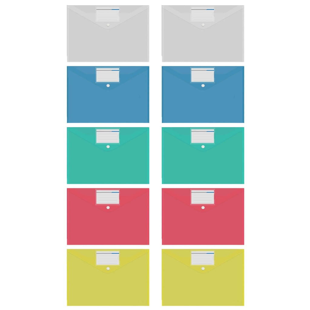 10 Pcs A4 Document Wallets File Folders Clear Document Folder with ...