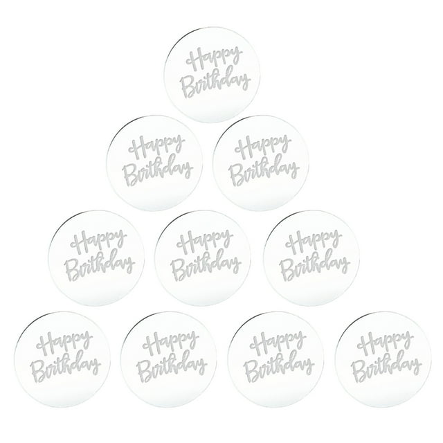 10 Pcs Acrylic Cake Toppers Round Birthday Engraved Toppers Birthday
