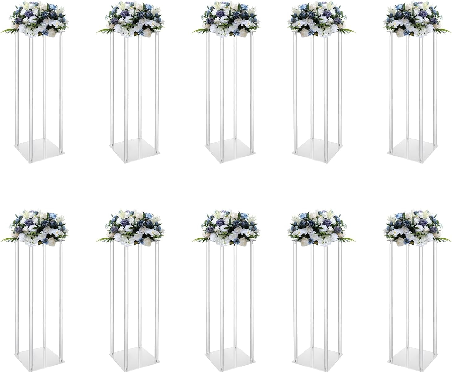 10 Pcs Acrylic Clear Vases for Wedding Centerpieces, 15.75" Tall Flower ...