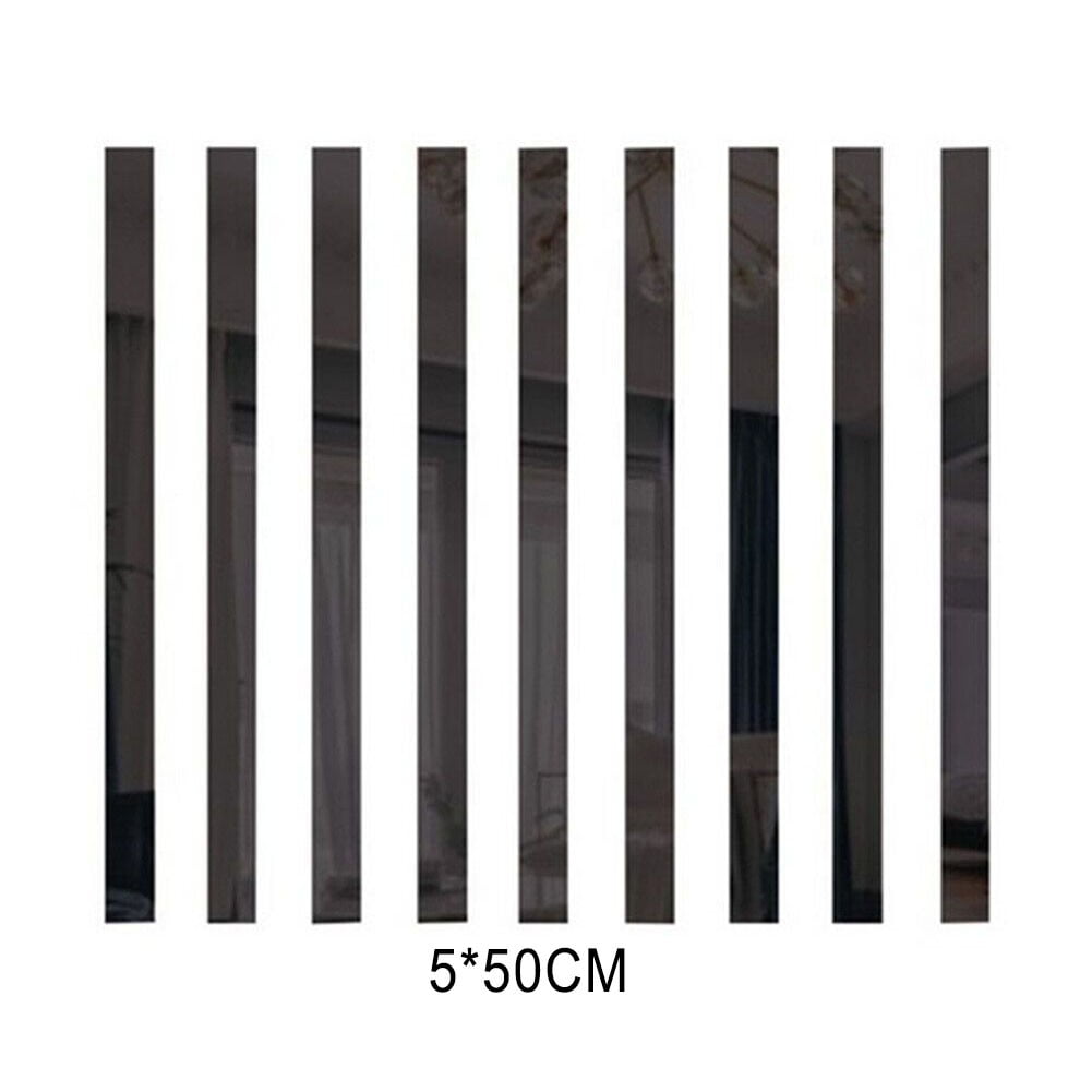 Wuweikeji 10 Pcs Long Strip Acrylic Mirror Mosaic Wall Sticker Living ...
