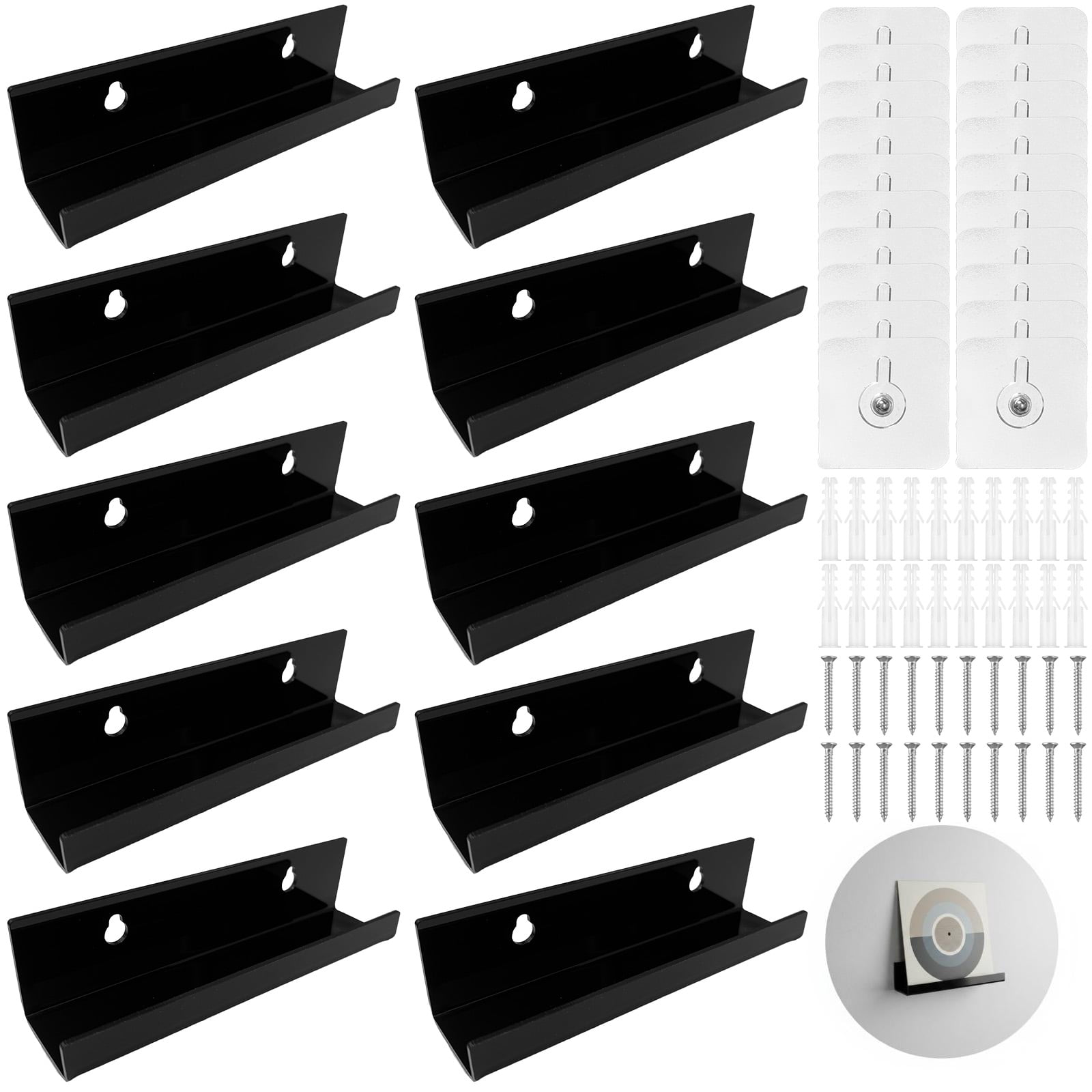 10 Pcs Acrylic Record Wall Mount Shelf, Vinyl Display Storage Rack, 7 ...