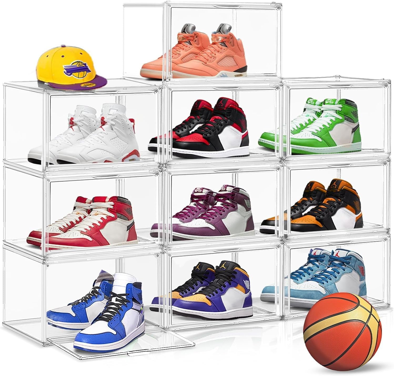 10 Pcs Acrylic Sneaker Shoe Display Case Transparent Shoe Box Storage ...