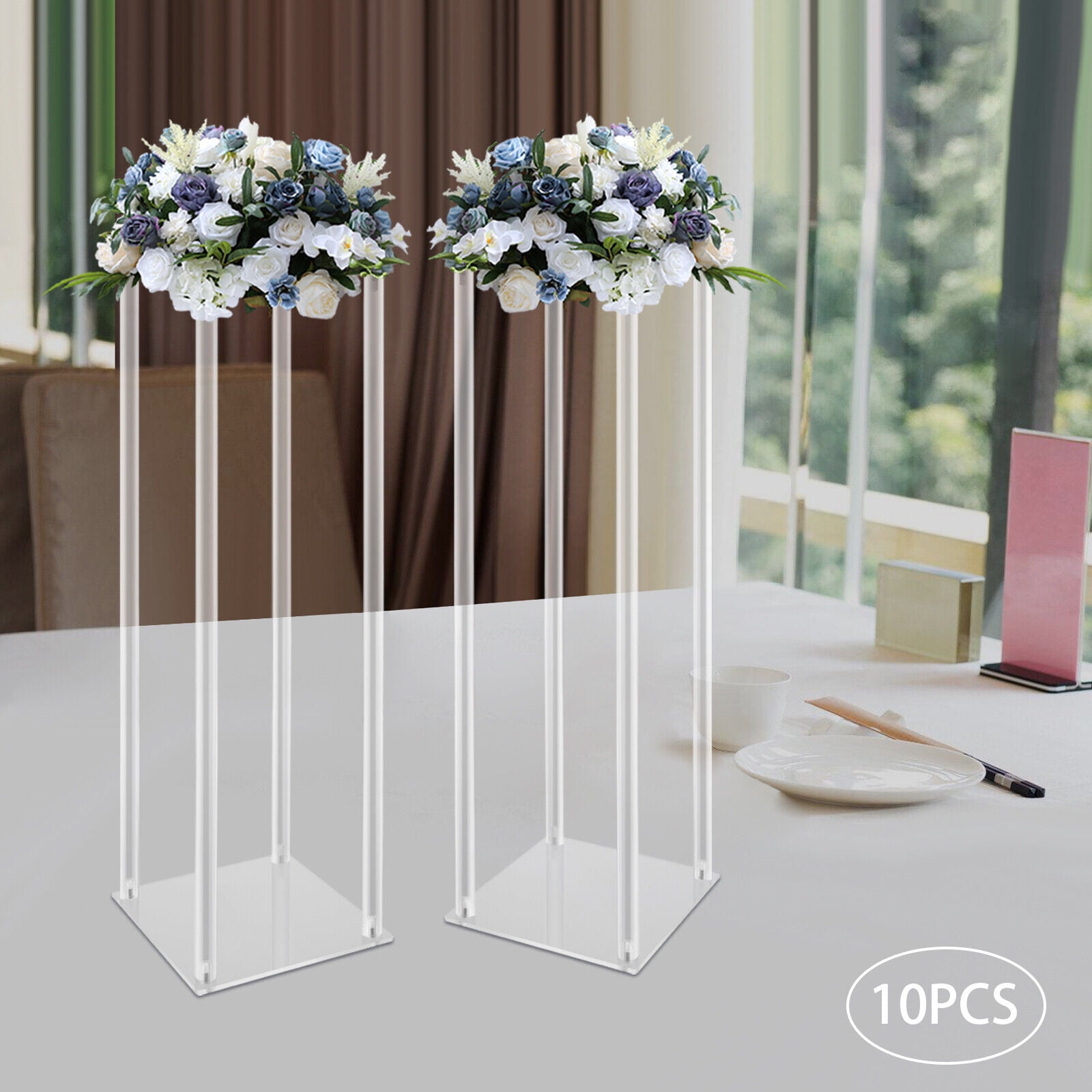 10 Pcs Acrylic Vase Wedding Centrepieces Clear Column Flower Display ...