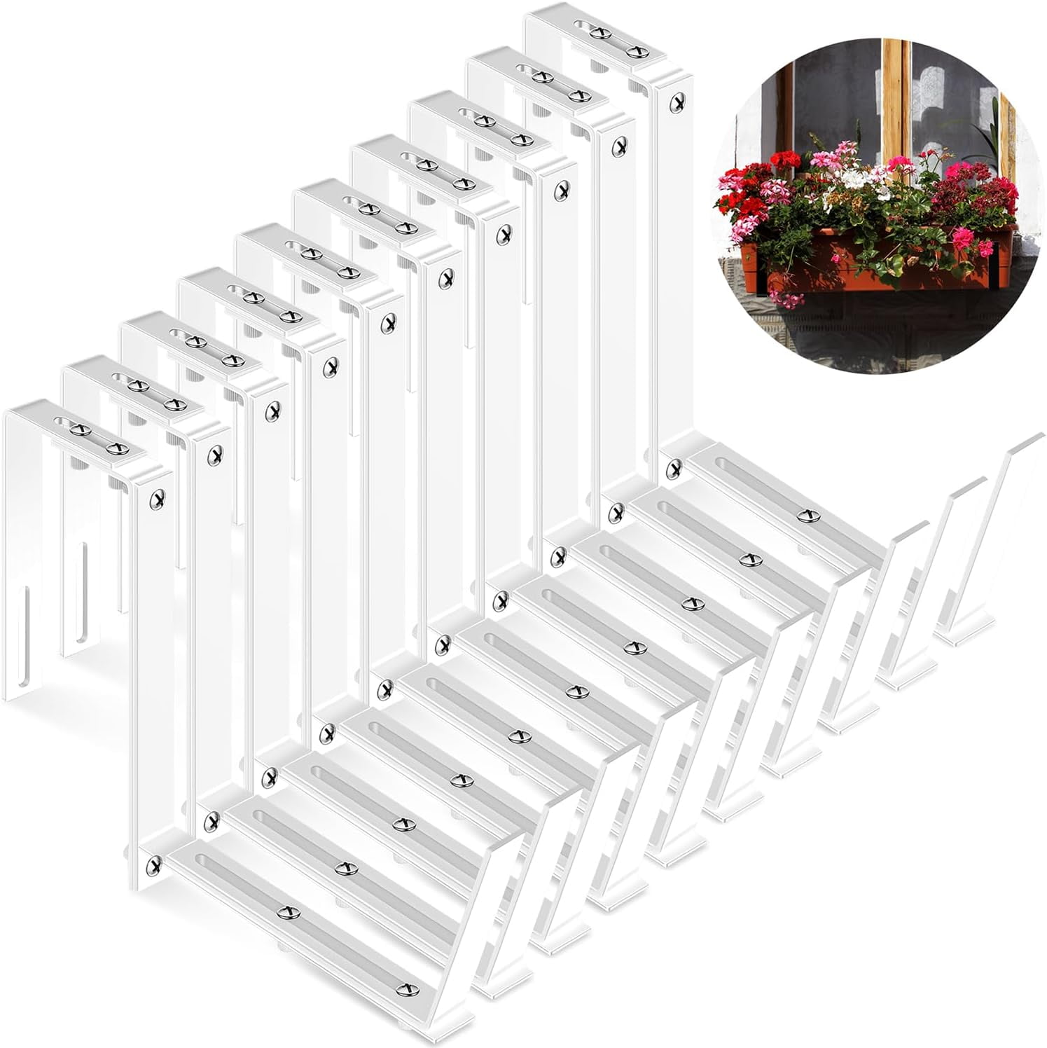 10 Pcs Adjustable Planter Box Brackets Universal Heavy Duty Flower Box ...