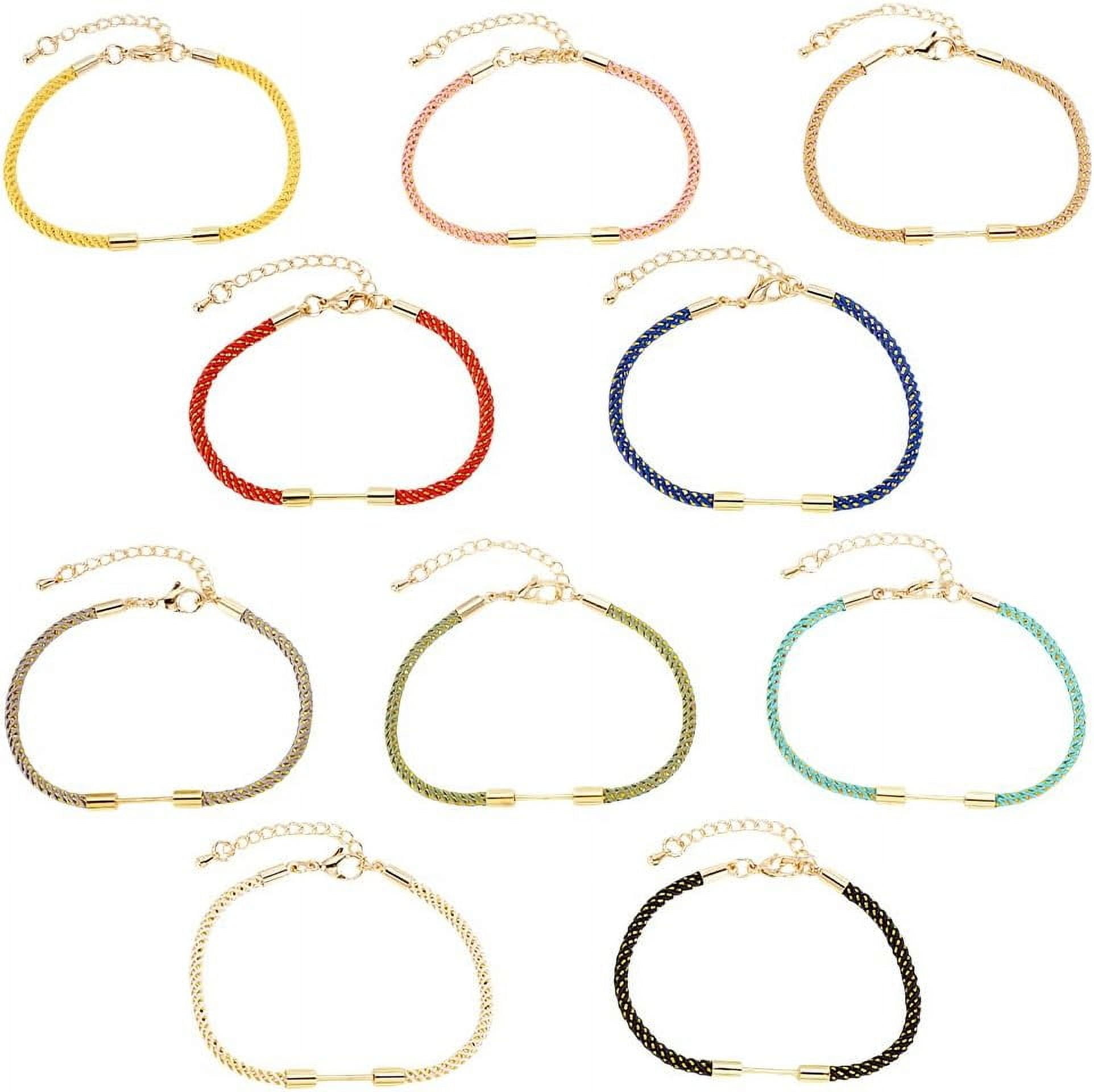 10 Pcs Adjustable Slider Bracelet 10 Colors Nylon Twisting BraceletCord ...