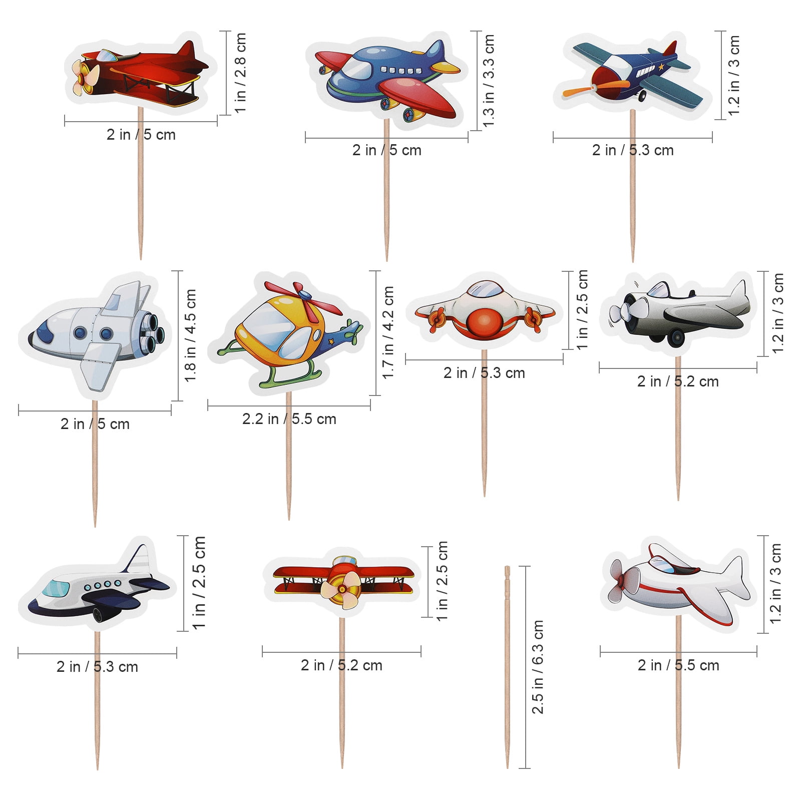 10 Pcs Airplane Cake Toppers Cupcake Toppers Creative Cake Picks Baby ...
