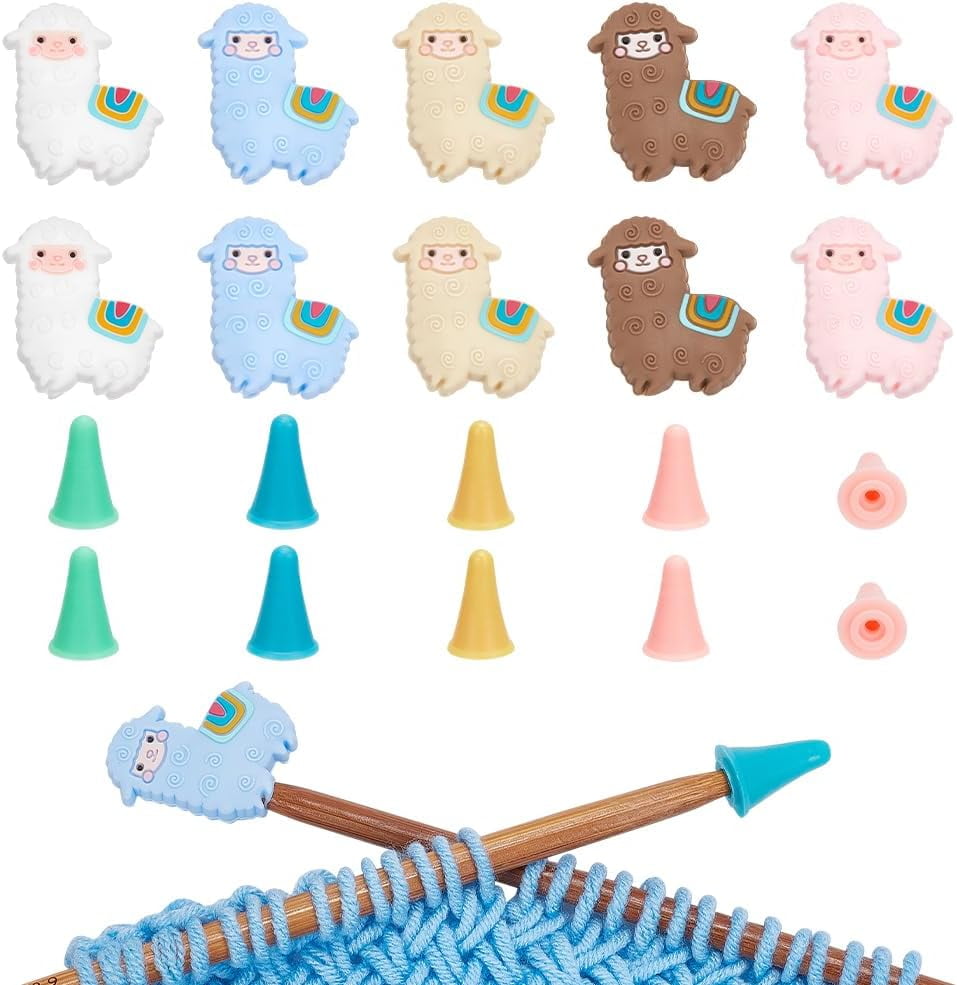 10 Pcs Alpaca Shape Knitting Needle Stoppers 30 Pcs Knitting Needle ...