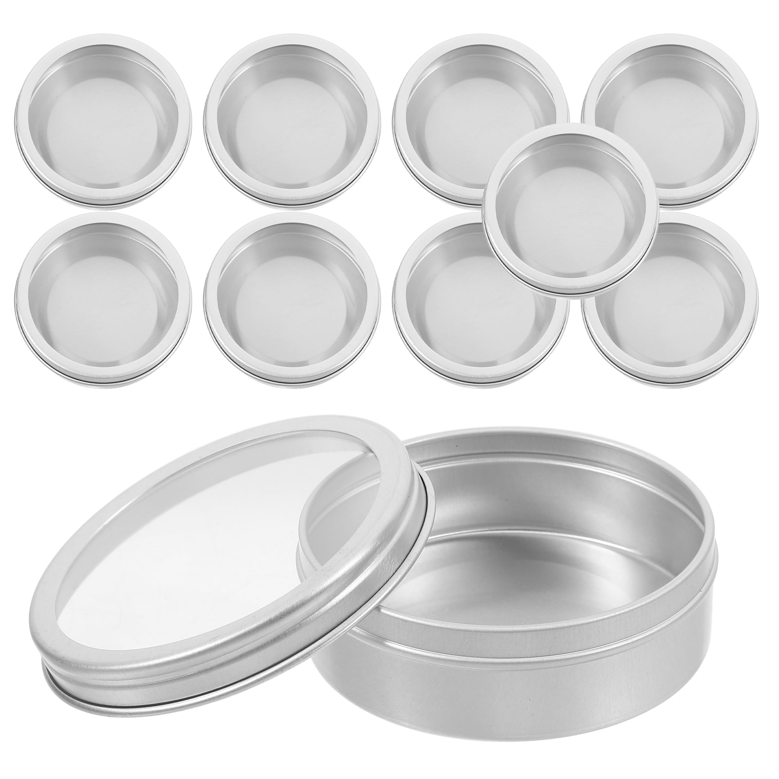 10 Pcs Aluminum Box Metal Containers Small Tins with Clear Window Metal ...