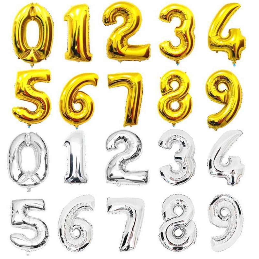 Niceauty Silver Aluminum Foil Number Balloons for Decoration Perfect ...