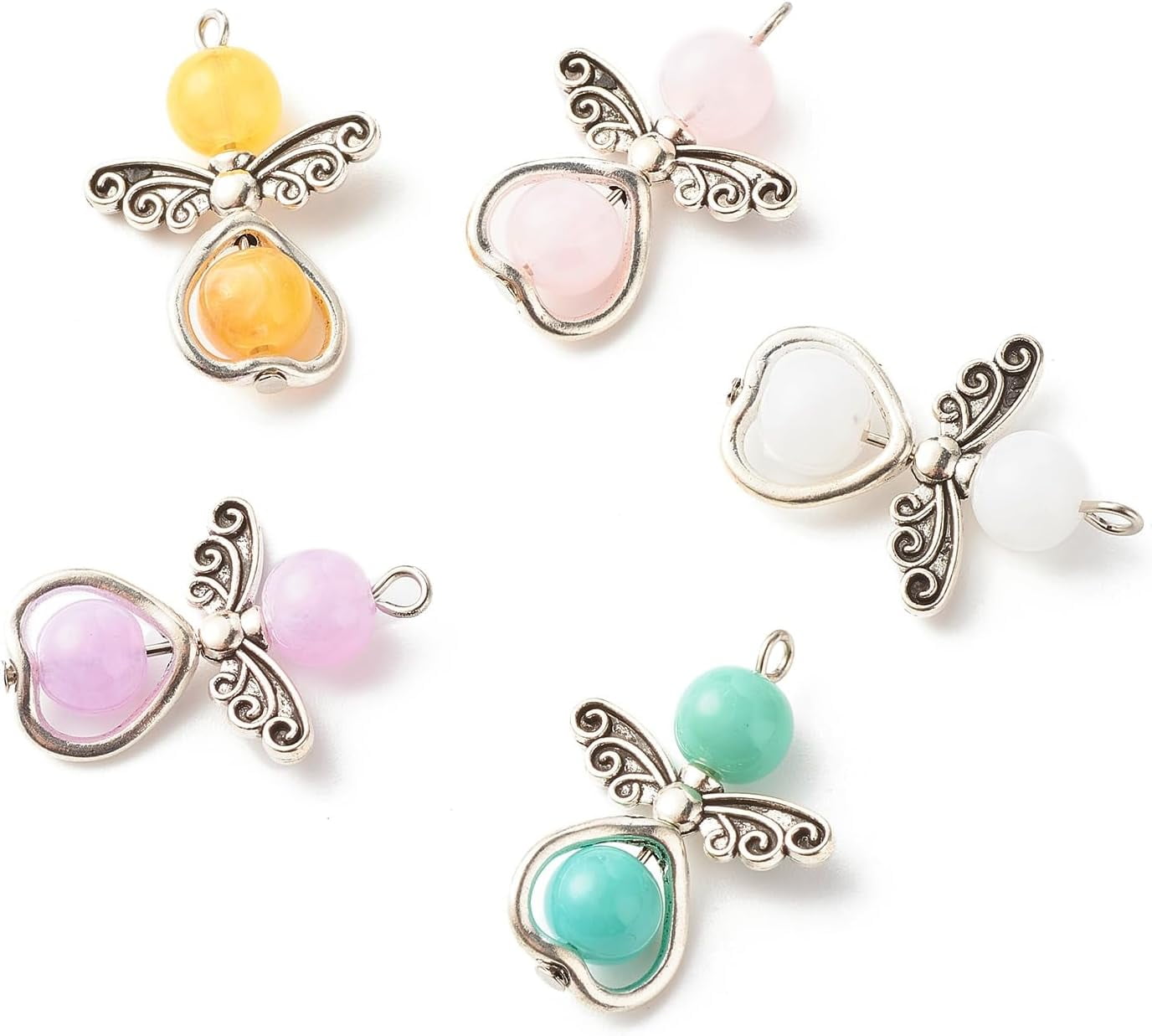 10 Pcs Angel Acrylic Pendants with Alloy Charms and Iron Loops Jewelry ...