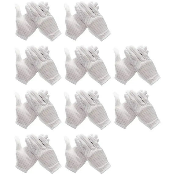 10 Pcs Anti Static Gloves Thin Protection White Conductive Fiber ...