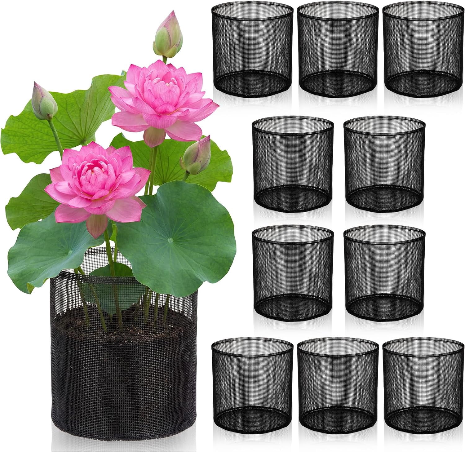 10 Pcs Aquatic Pond Planting Bags Pond Baskets for Plants 7.2 x 7.2 ...