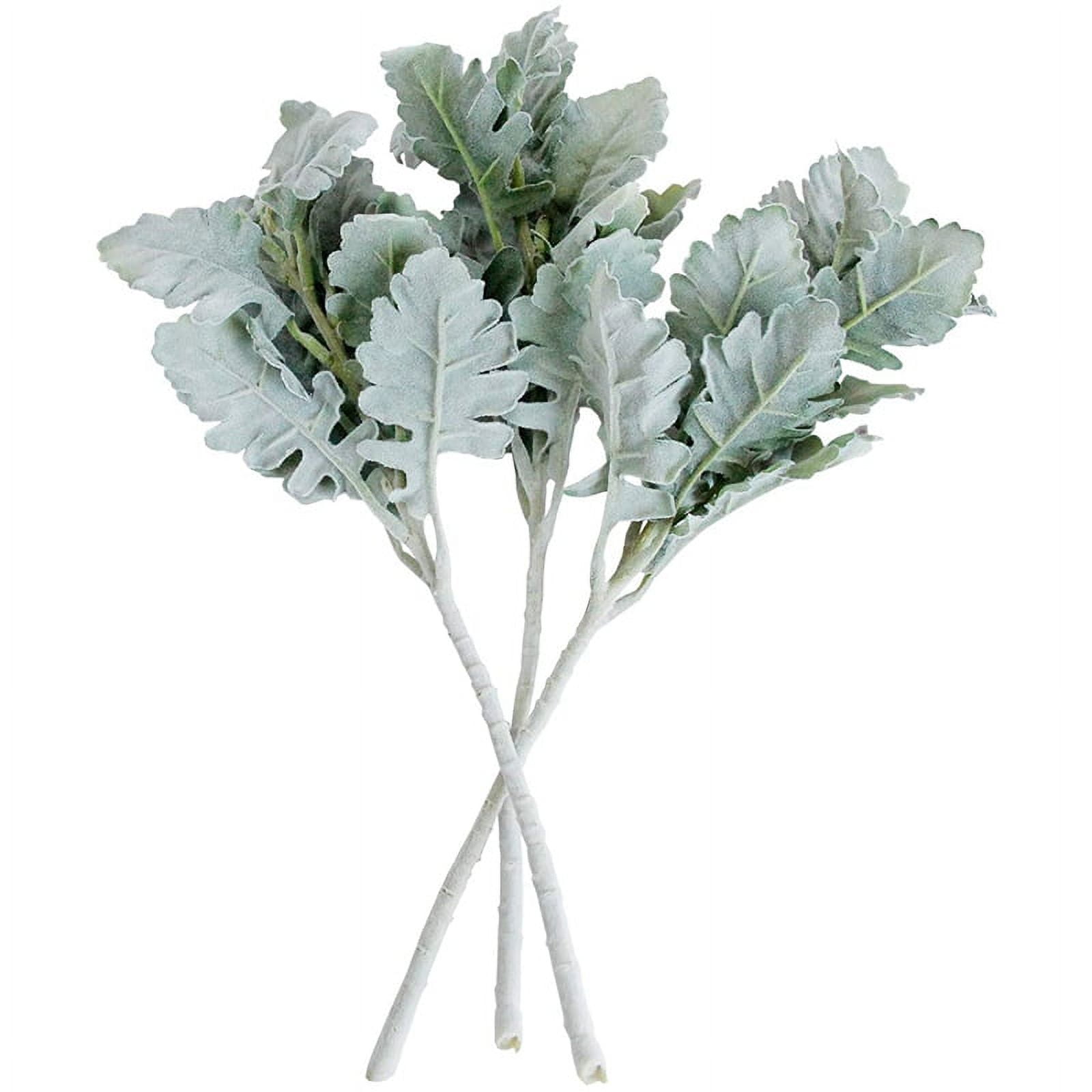 10 Pcs Artificial Flocked Lambs Ear Leaves Dusty Stems Flocked Oak ...
