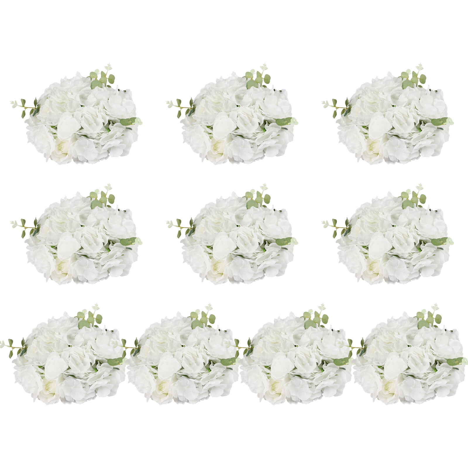 10 Pcs Artificial Flower Ball Arrangement Bouquet 15.7in Diam White ...