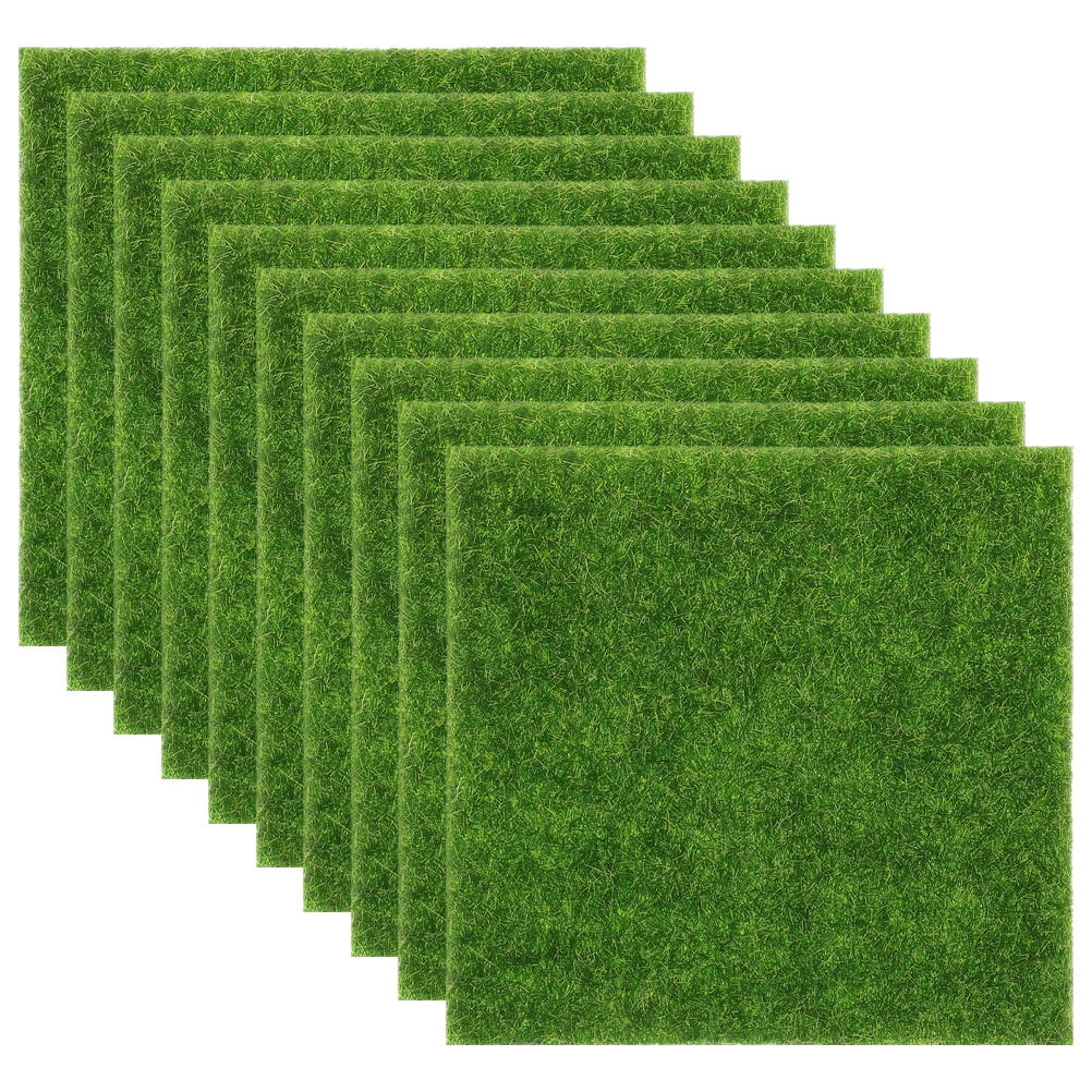 10 Pcs Artificial Moss Turf Mat Simulation Green Grass Outdoor Decor Dollhouse Miniature Fairy ...
