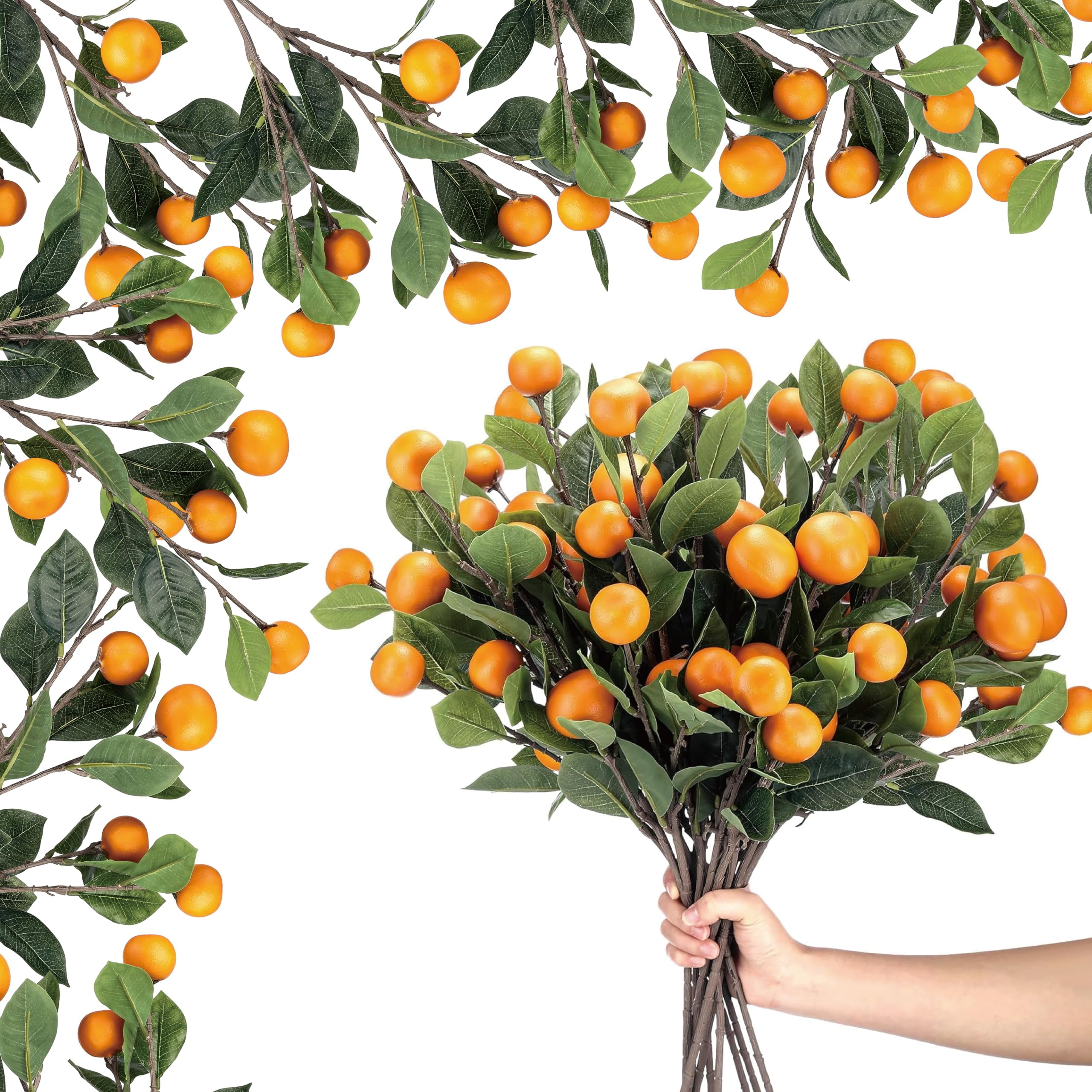 10 Pcs Artificial Tangerine Branches 25 Inch Realistic Faux Oranges ...