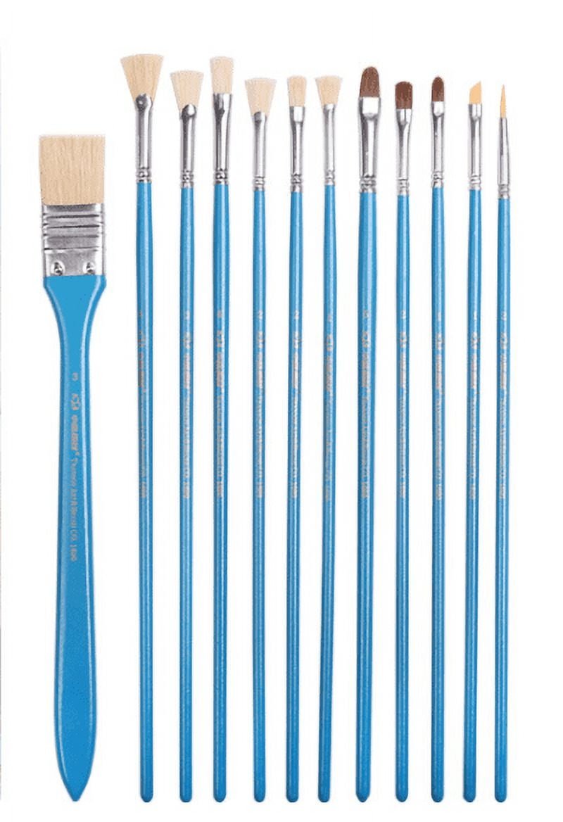 10 Pcs Artist Paint Brushes Set for Oil, Professional Bristle Hog Hair ...